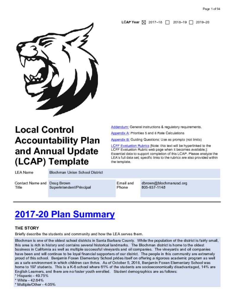 BUSD 17-18 LCAP FINAL – Blochman Union School District